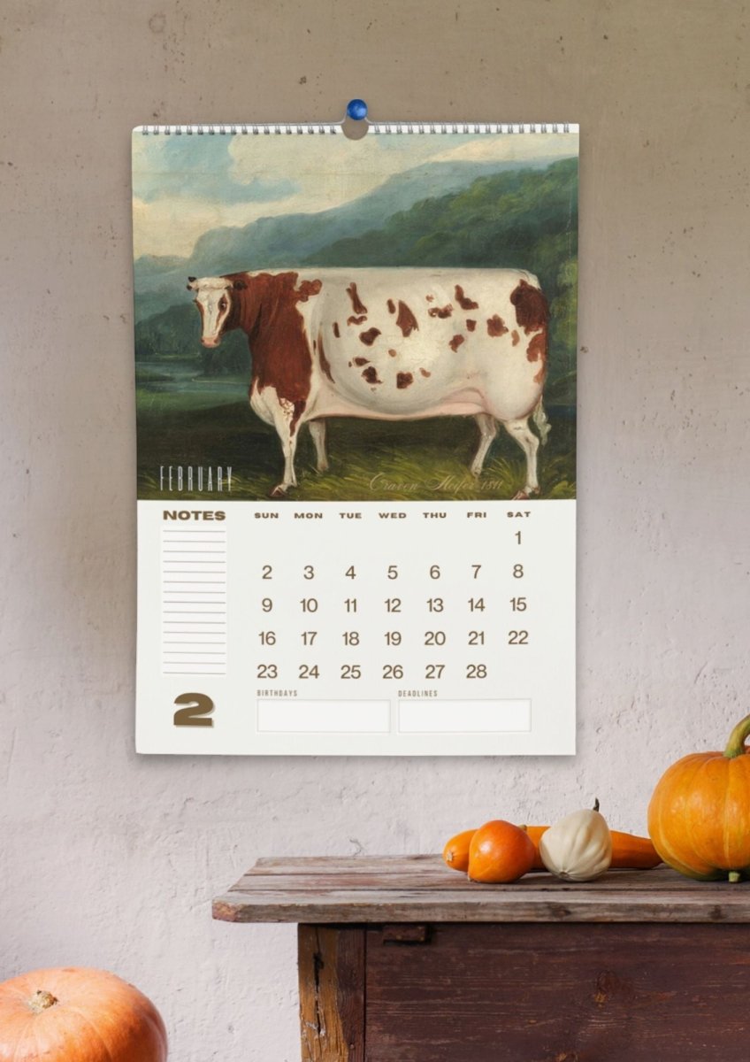 2025 Prize Cows in Primitive Paintings Wall Calendar. – Decorhardcore