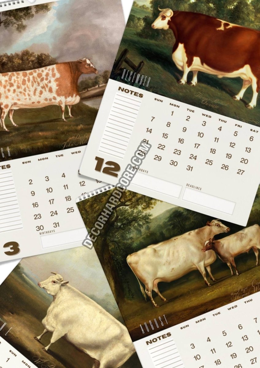 2025 Prize Cows in Primitive Paintings Wall Calendar. – Decorhardcore